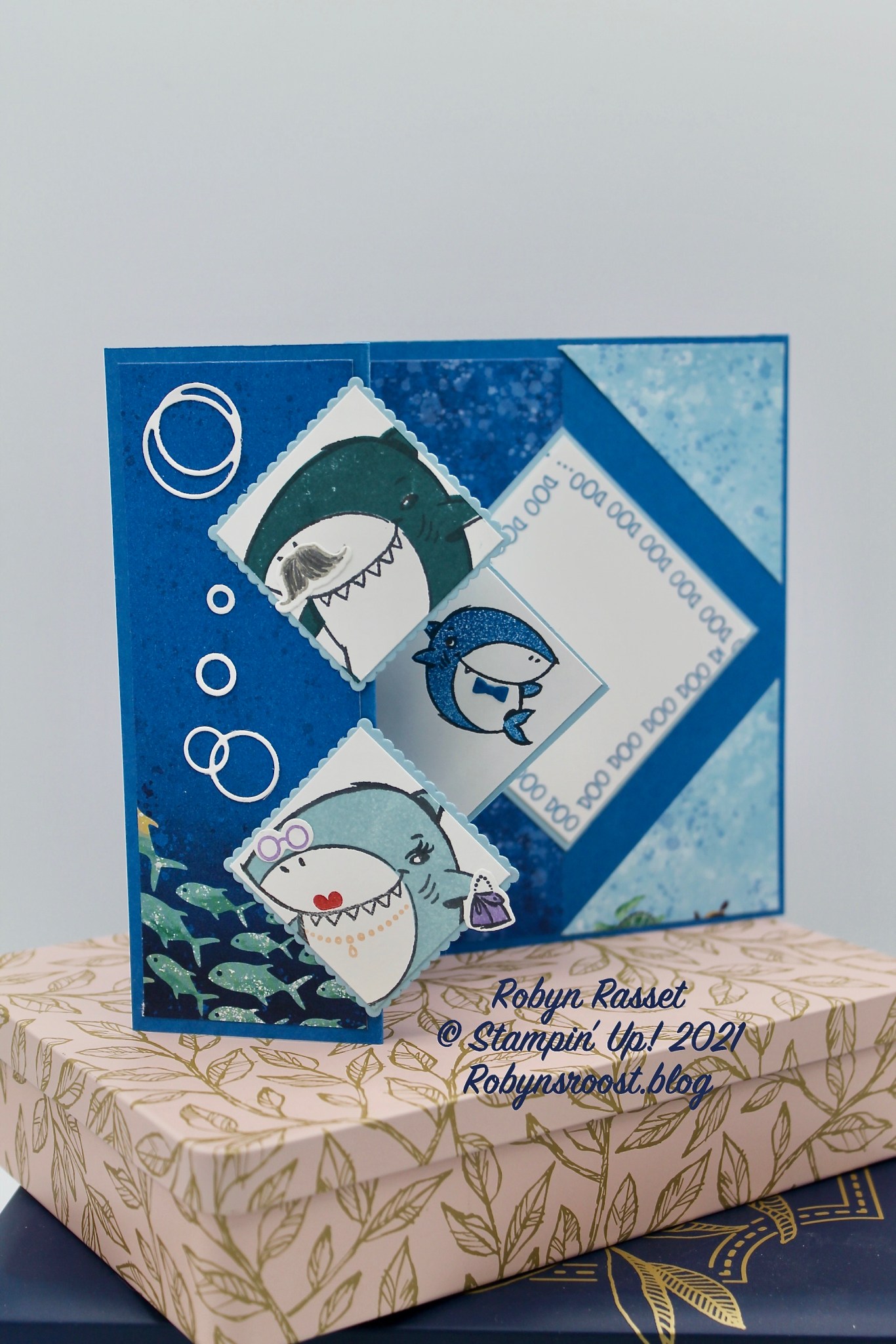 Shark Frenzy Fold Back Pop Up Card – Stamping@Robyn's Roost