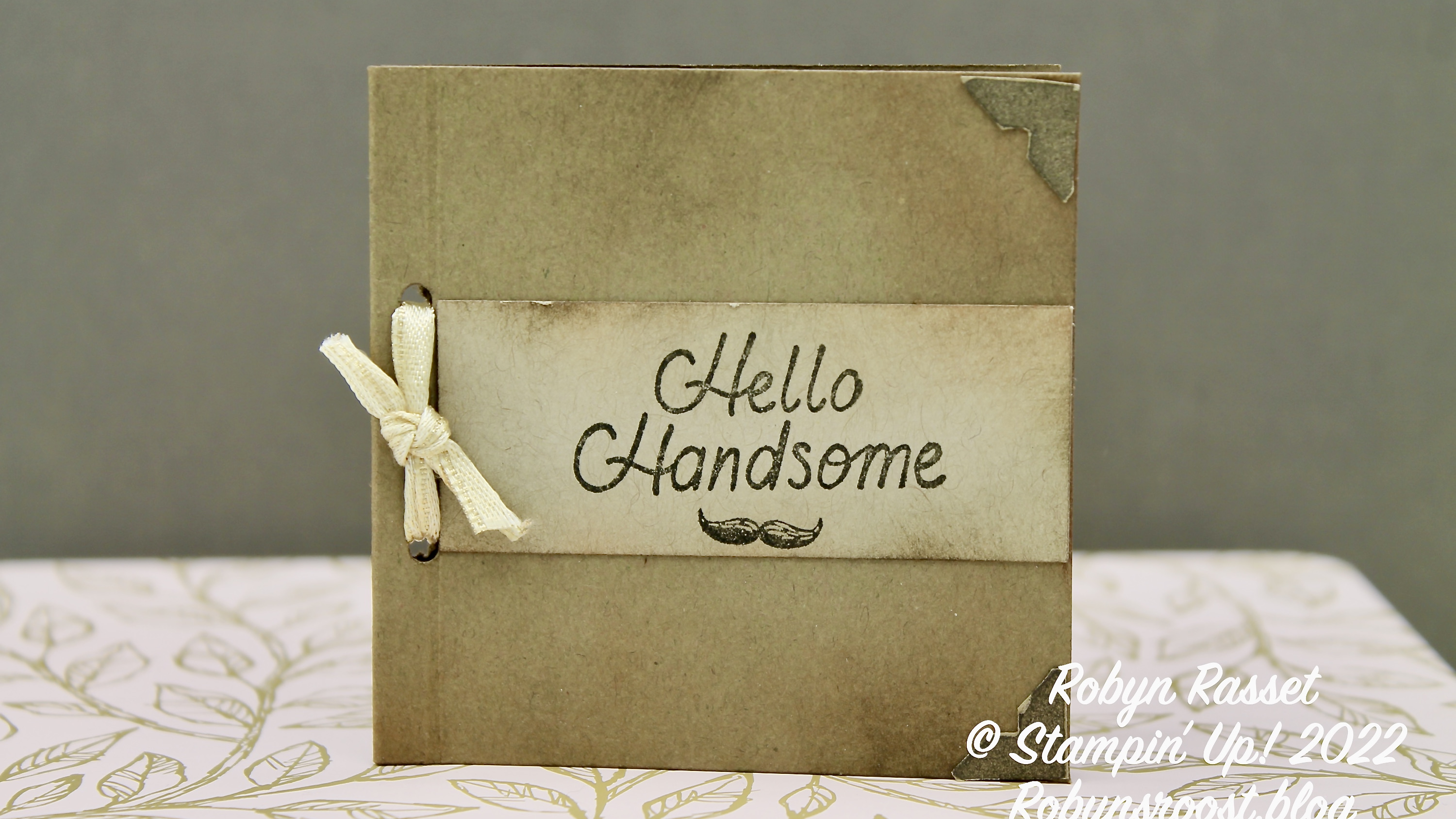 Faux Leather Mini Book Card – Stamping@Robyn's Roost